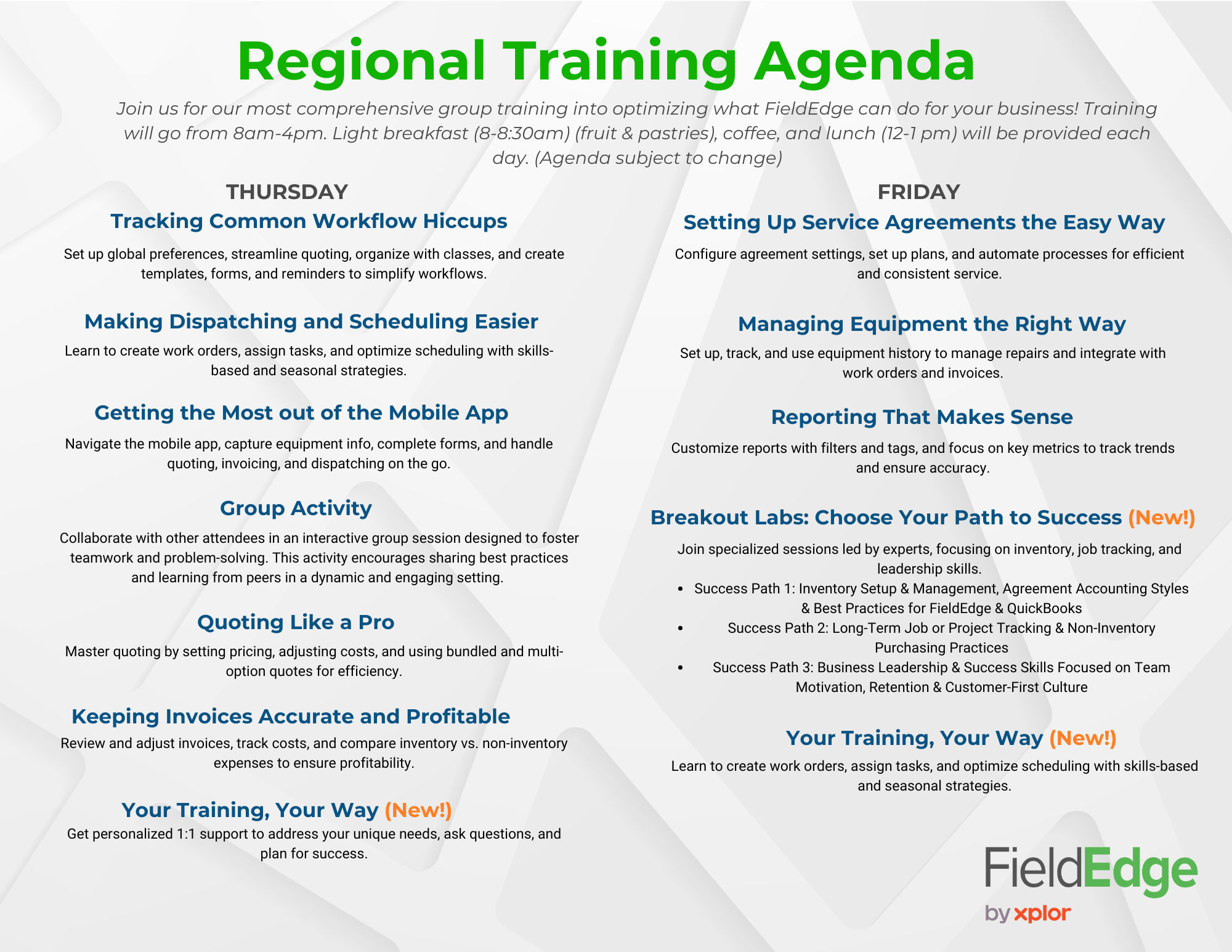 FieldEdge Training Options